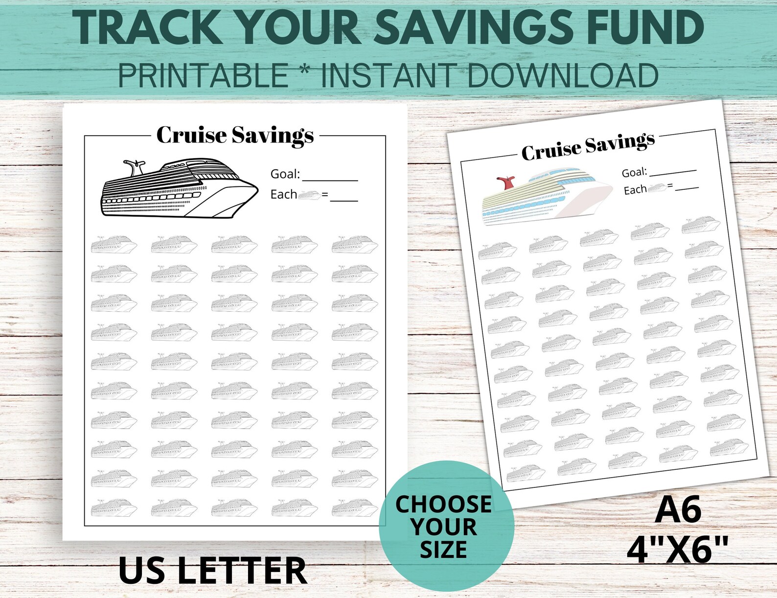 Cruise Savings Challenge Printable Tracker, Vacation Cash Envelope ...