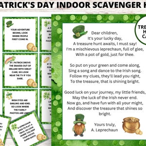 St. Patrick's Day Indoor Scavenger Hunt, St. Patricks Day Treasure Hunt ...