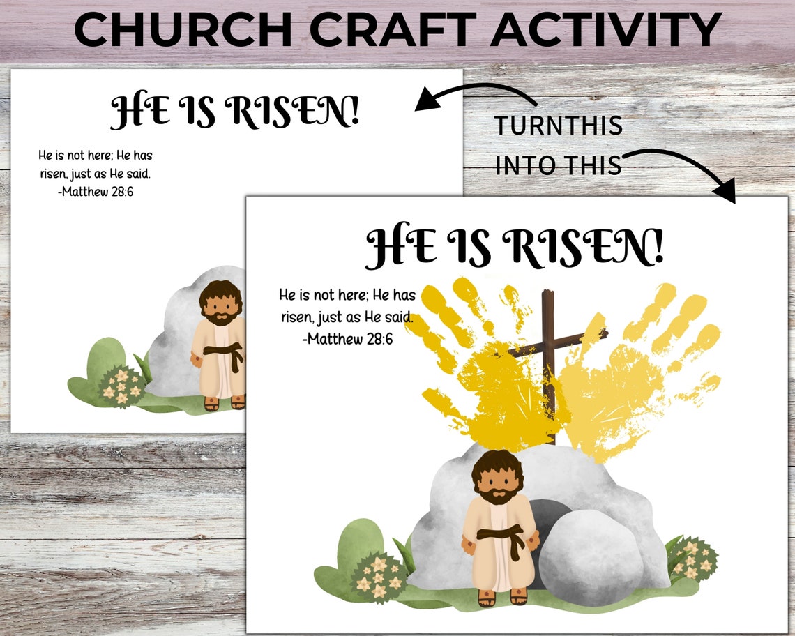 He is Risen Sunday Handprint Craft, Jesus is Alive Easter Sunday School ...