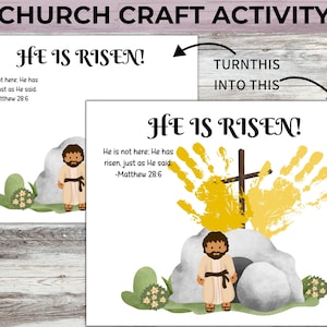 He is Risen Sunday Handprint Craft, Jesus is Alive Easter Sunday School ...
