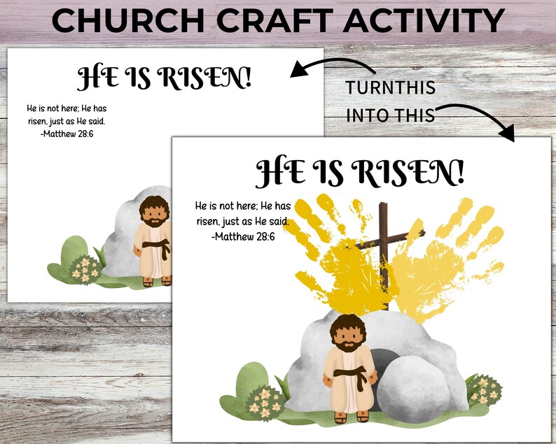 He is Risen Sunday Handprint Craft, Jesus is Alive Easter Sunday School ...