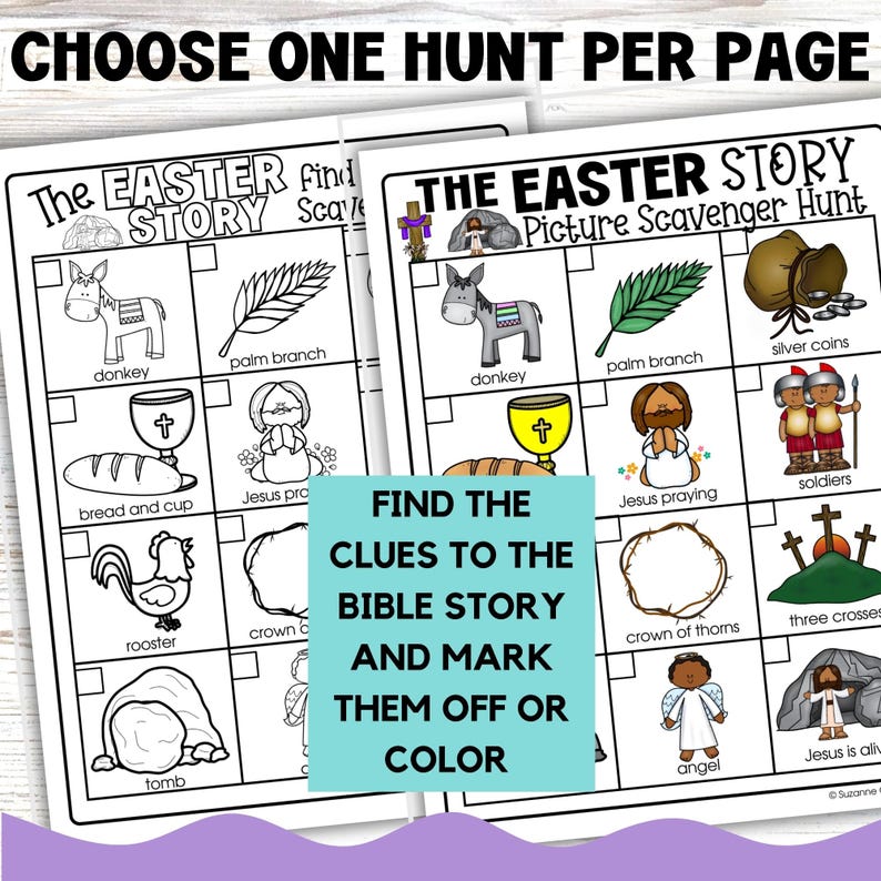 Easter Story Bible Lesson Scavenger Hunt Activity Prek, Sunday School ...