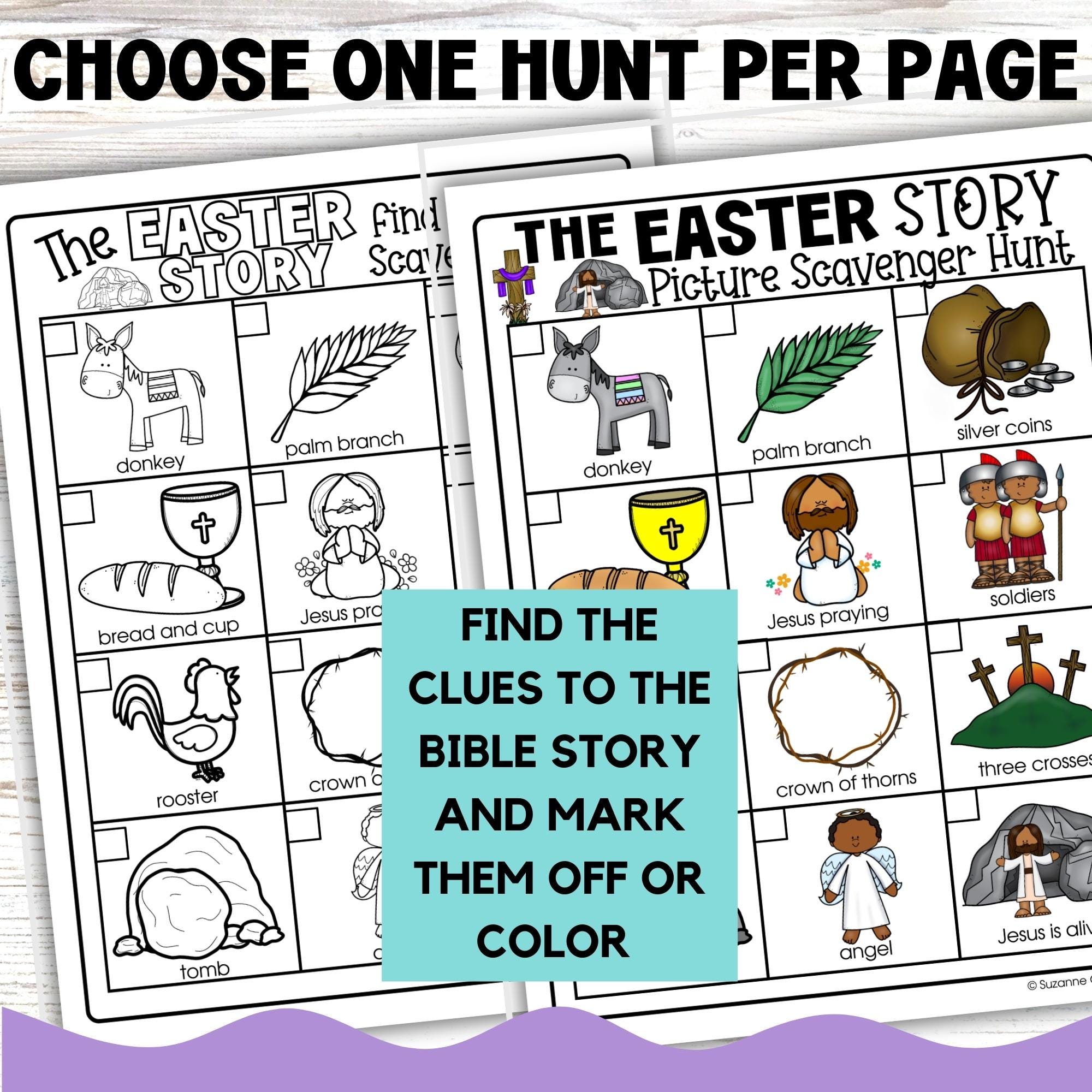 Easter Story Bible Lesson Scavenger Hunt Activity Prek, Sunday School ...