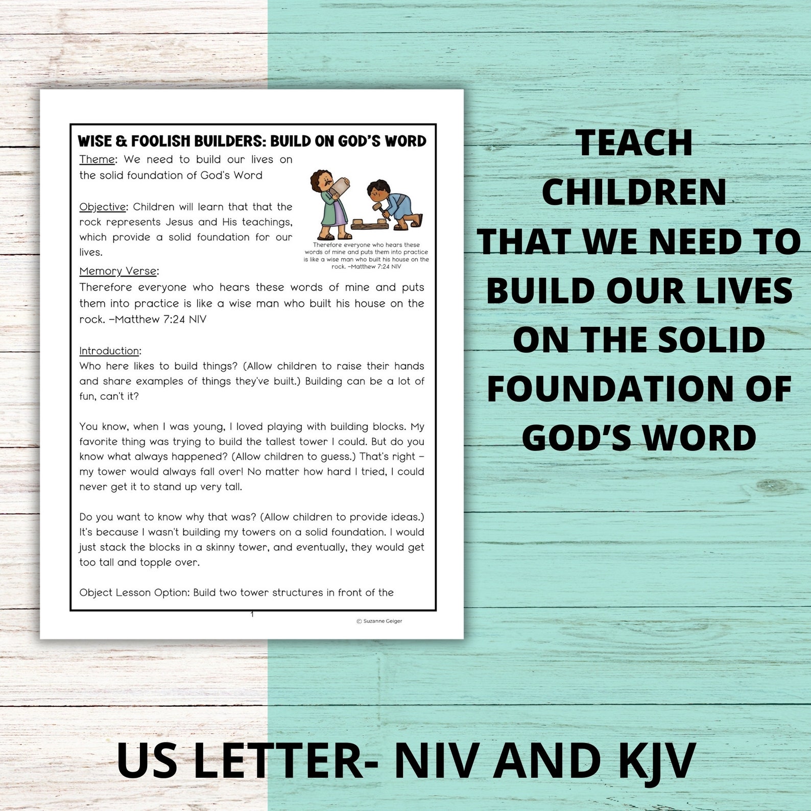 Parable of the Wise and Foolish Builders Sunday School Bible Lesson and ...