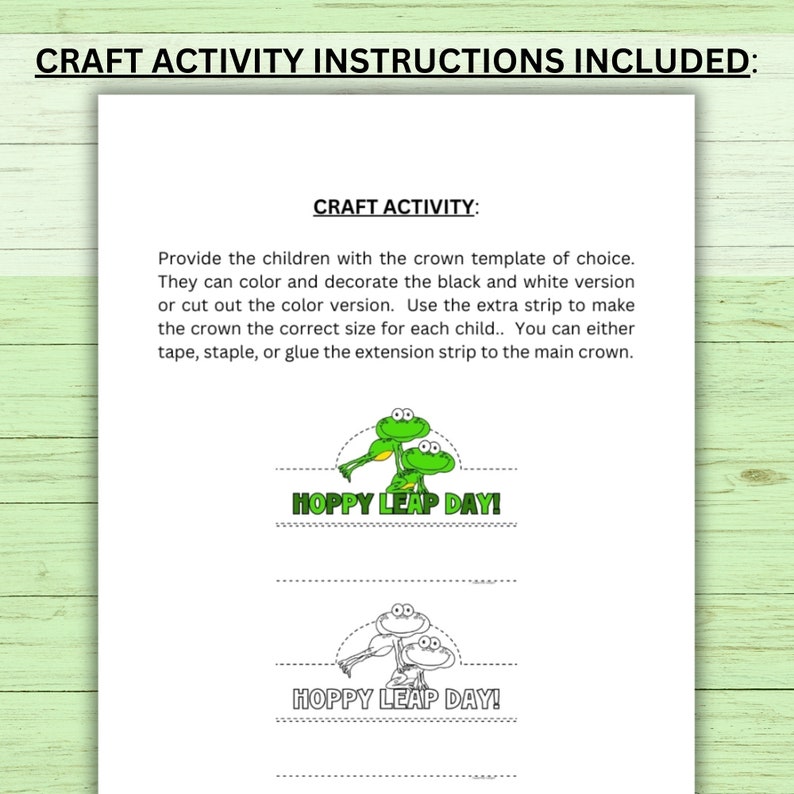 Leap Day Party Crown Craft Activity Printable, Leap Year Craft Crown ...