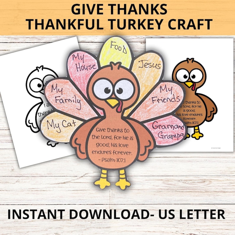 Thankful Turkey Thanksgiving Bible Craft, Fall Sunday School Craft ...