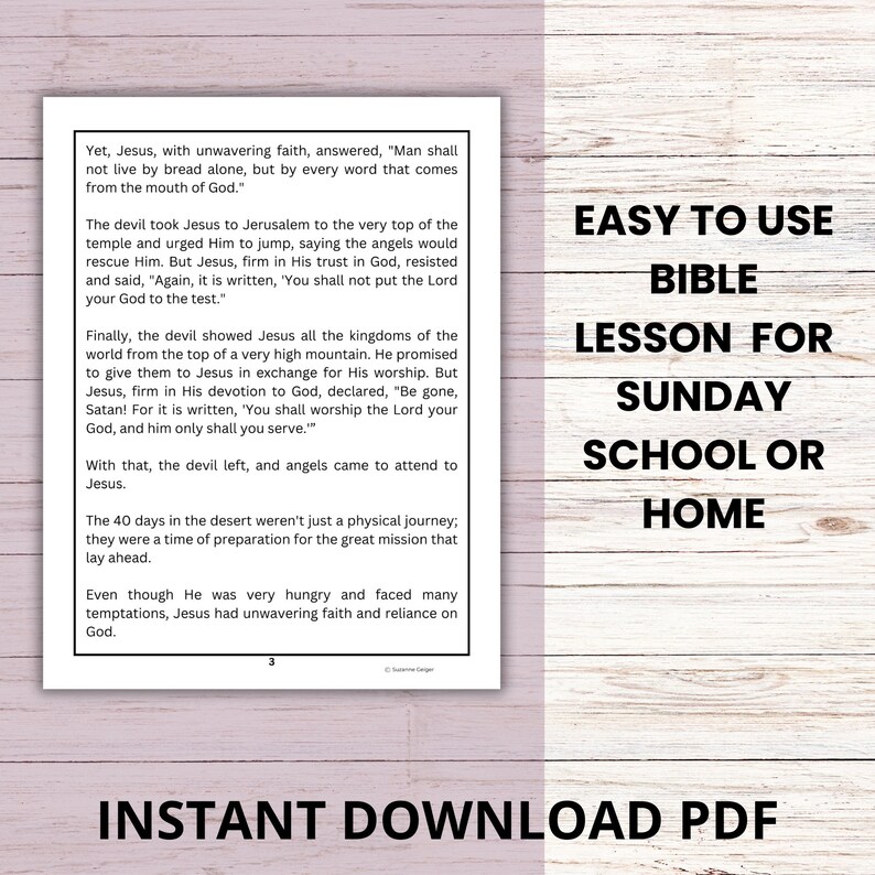 Lent Bible Lesson, Lent Preparation Lesson for Kids, Jesus 40 Days in ...