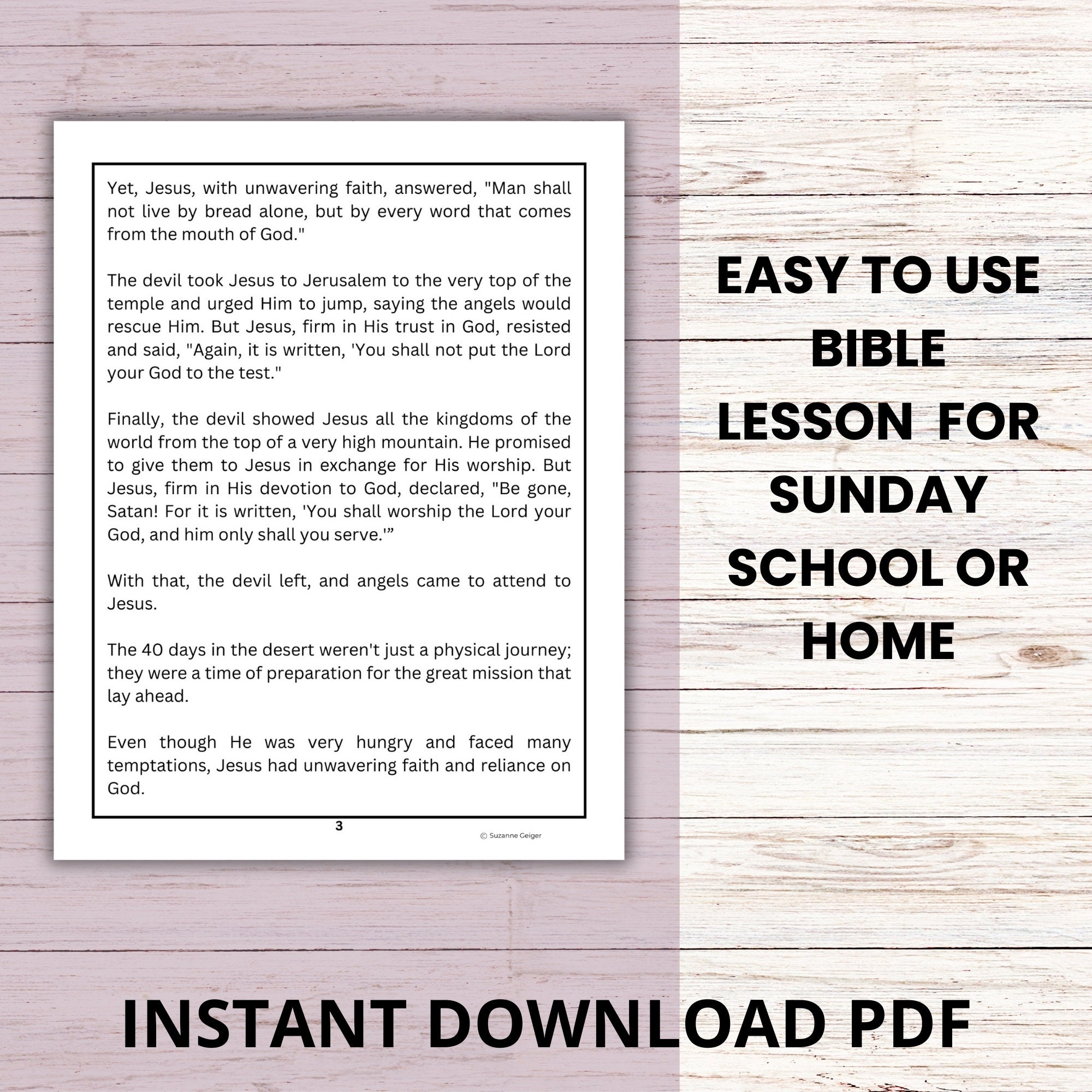 Lent Bible Lesson, Lent Preparation Lesson for Kids, Jesus 40 Days in ...