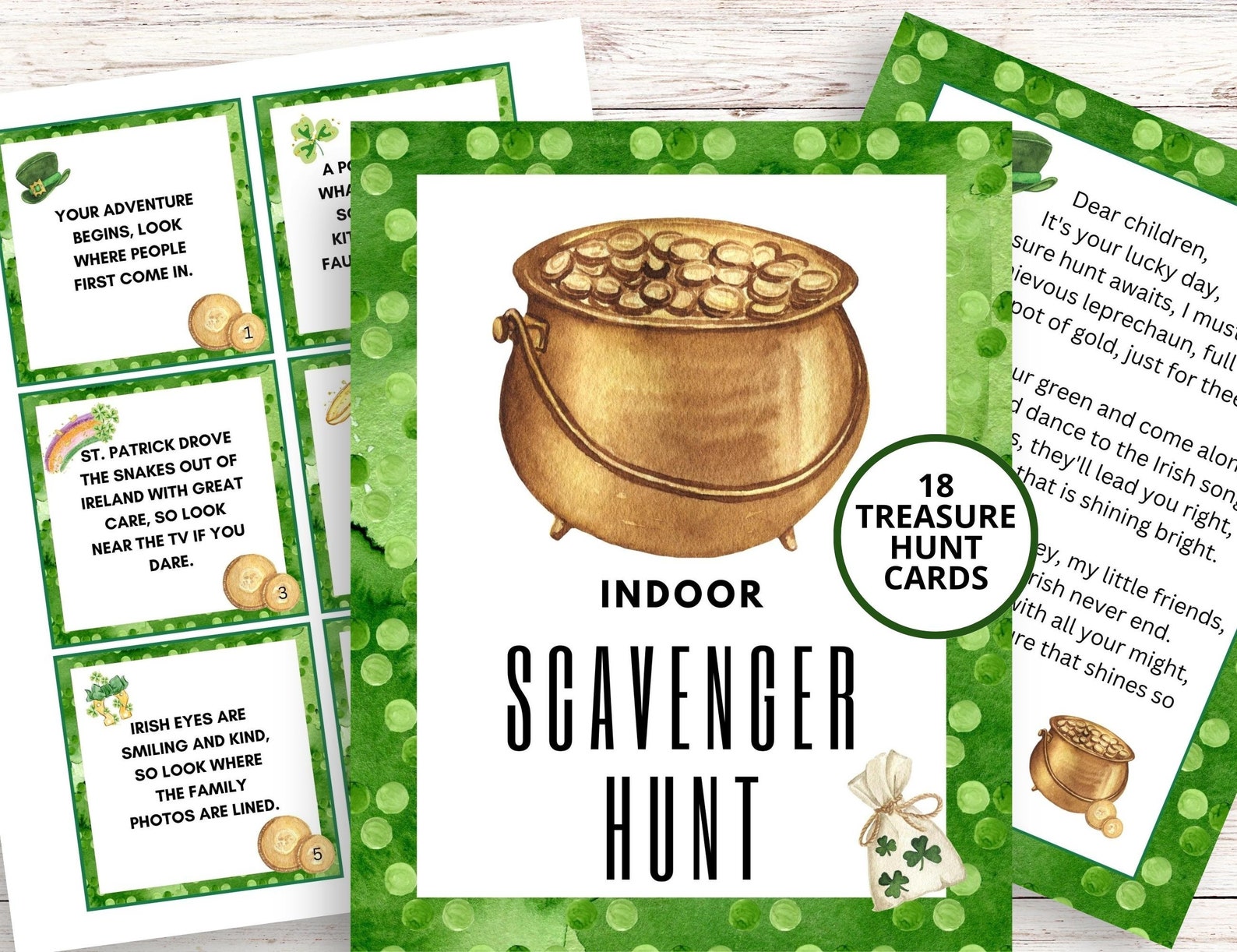 St. Patrick's Day Indoor Scavenger Hunt, St. Patricks Day Treasure Hunt ...