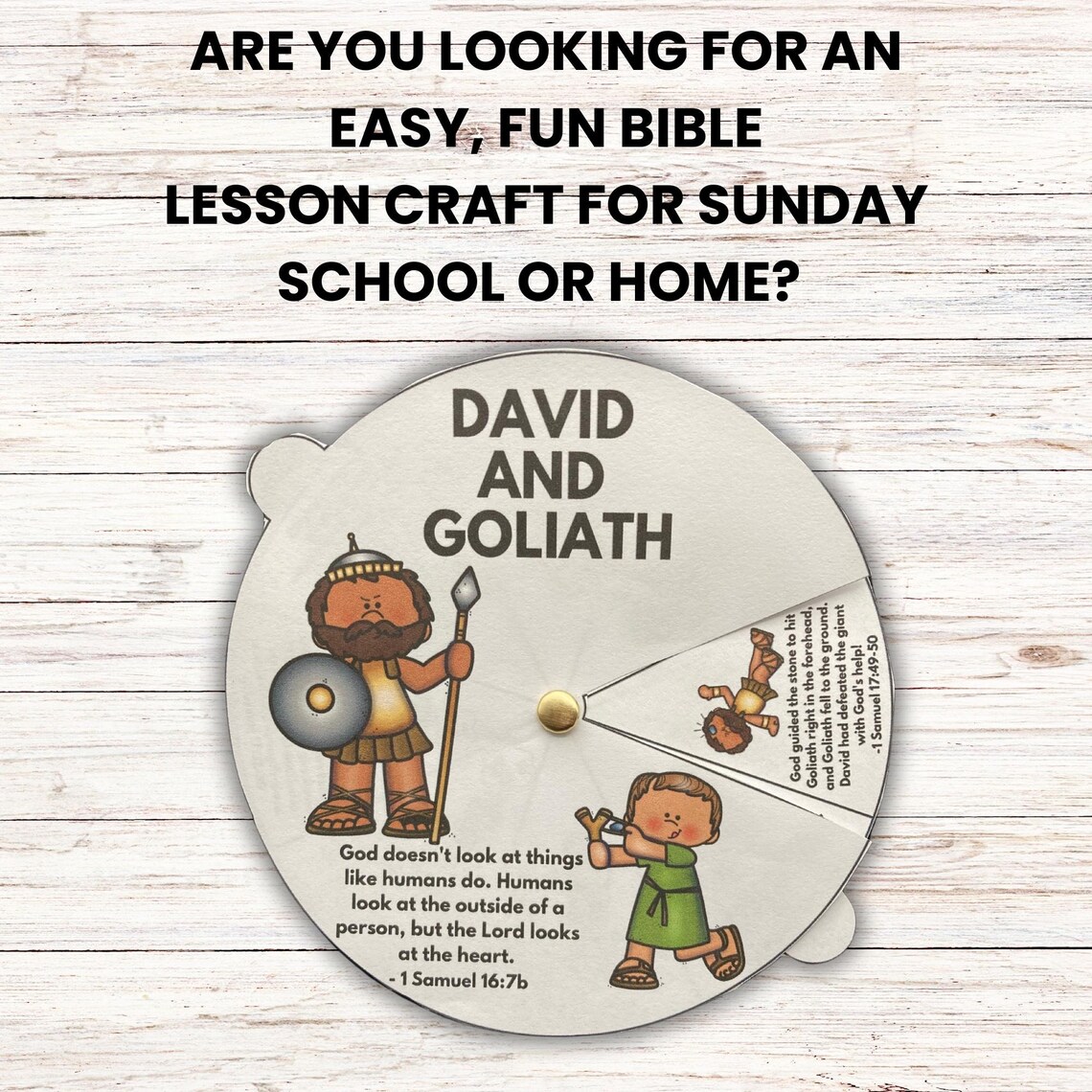 David and Goliath Bible Lesson Teaching Posters and Bible Wheel Craft ...