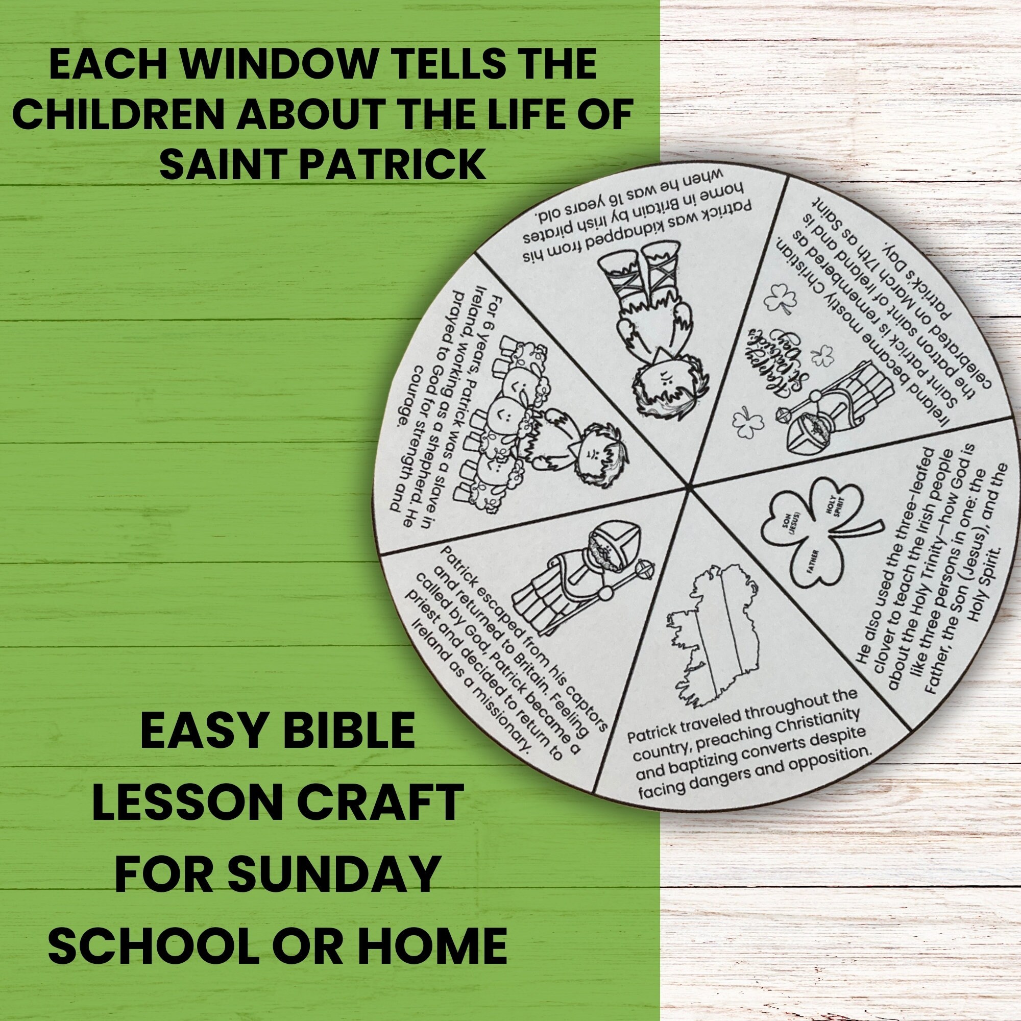 St. Patrick Sunday School Bible Lesson and Bible Spinner Craft Wheel ...