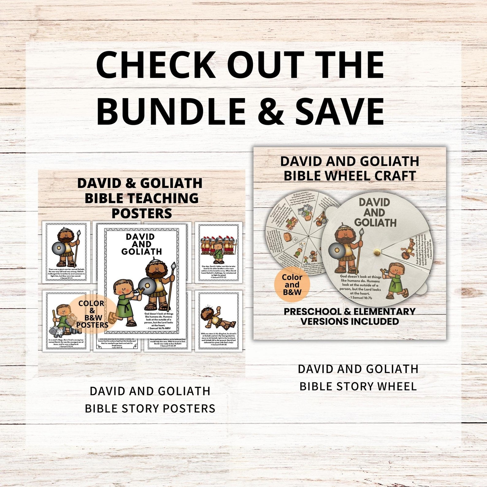 David and Goliath Bible Spinner Wheel Sunday School Craft Printable ...