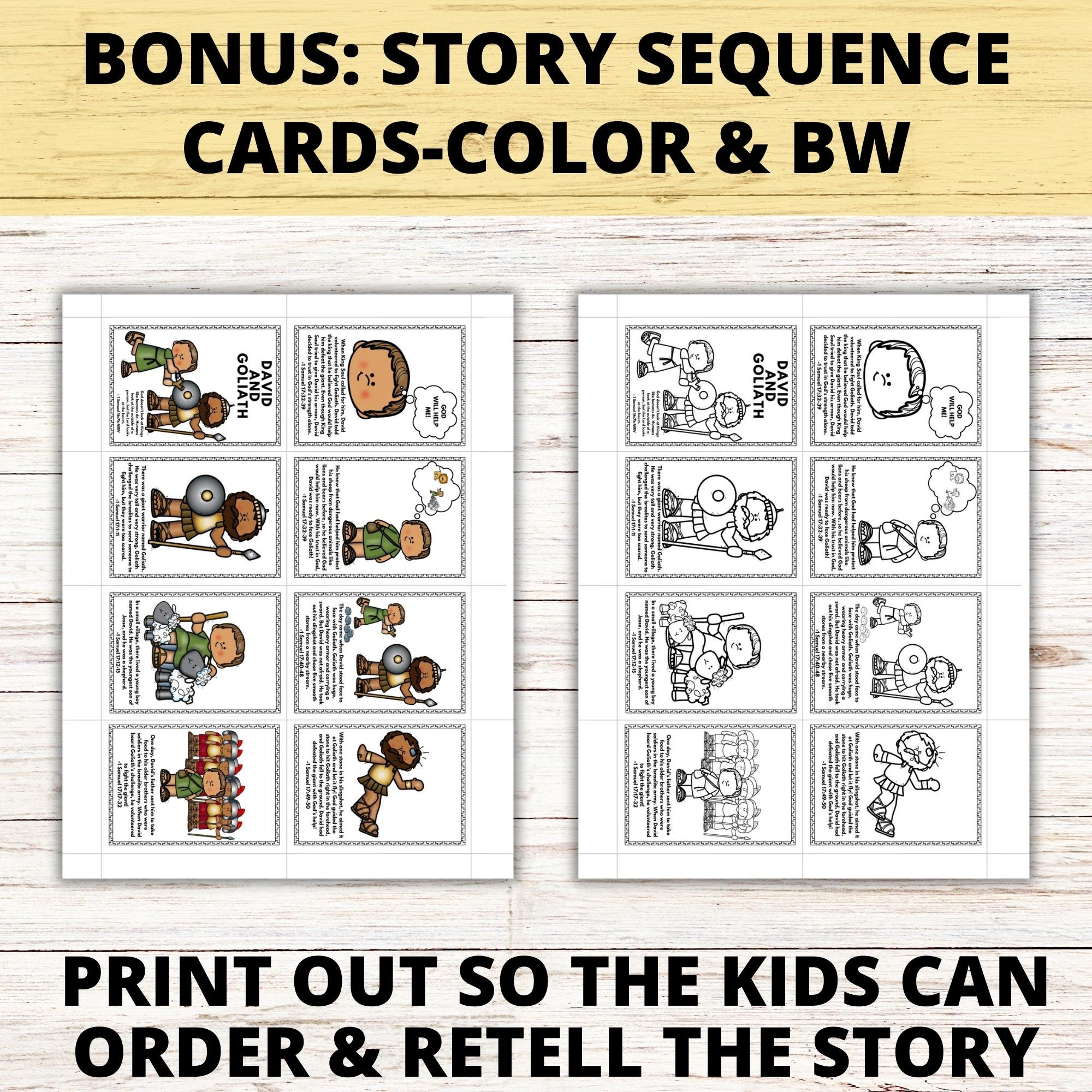 David and Goliath Bible Lesson Teaching Posters and Bible Wheel Craft ...