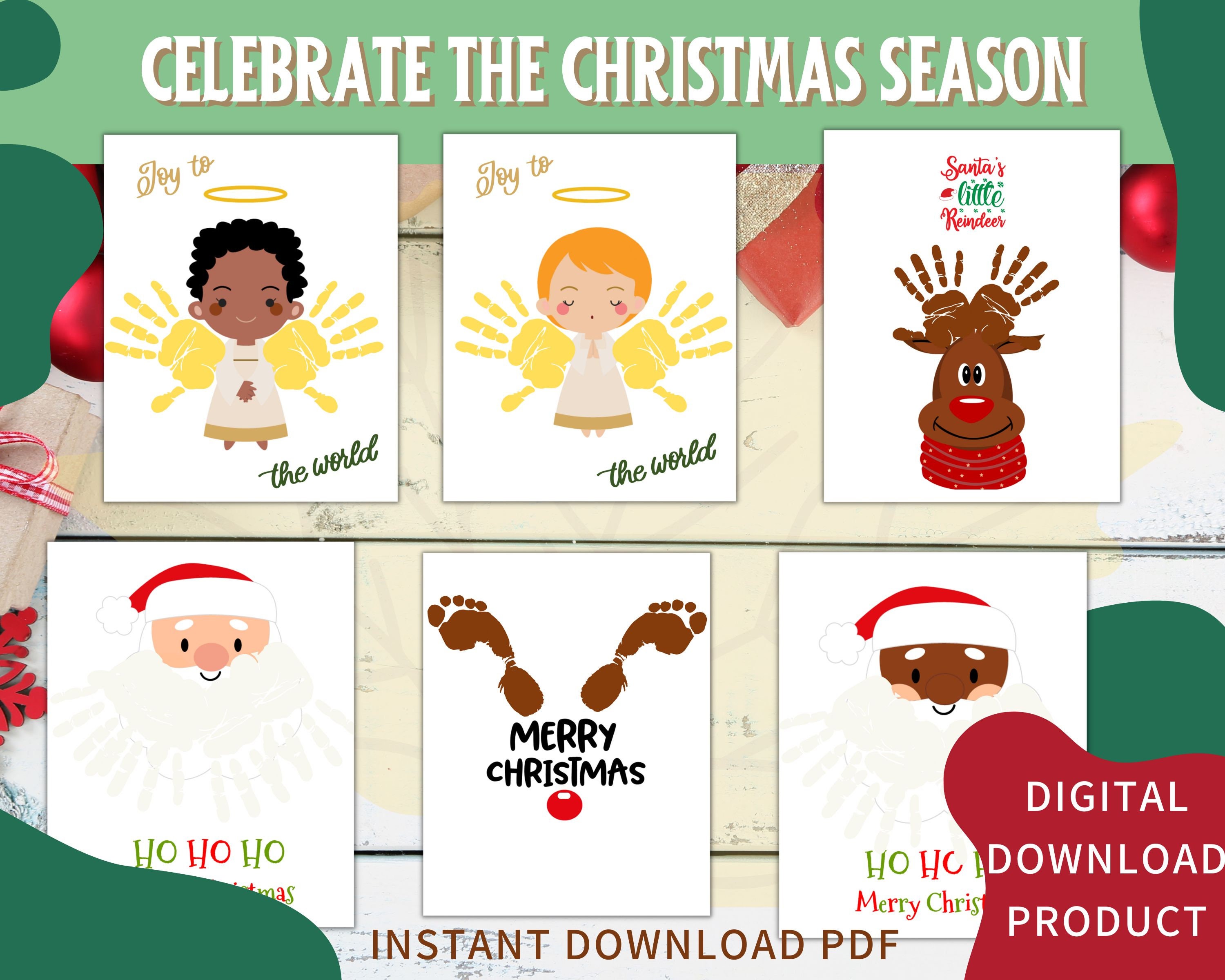 Christmas Handprint Craft Bundle, Holiday Preschool & Toddler Hand and ...