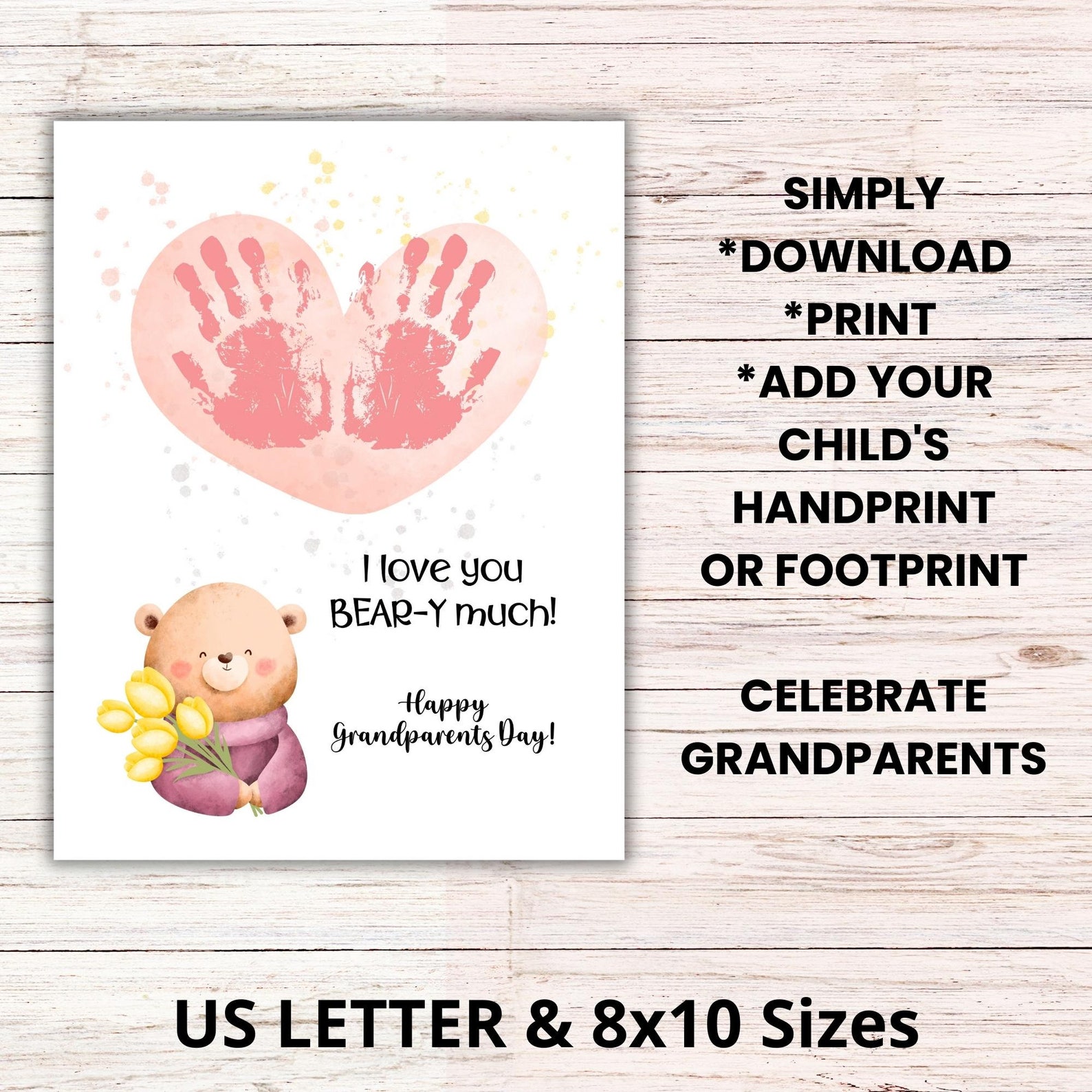 Grandparents Day Handprint Craft Printable Gift DIY Art - Etsy