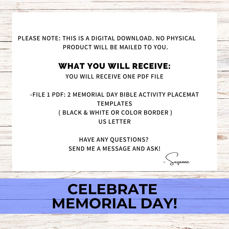 Memorial Day Bible Activity Coloring Placemat, Memorial Day Church ...