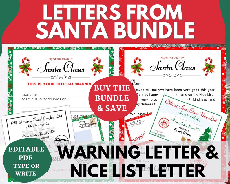 Editable Letter From Santa, Printable Official Santa Letter, Notes From ...