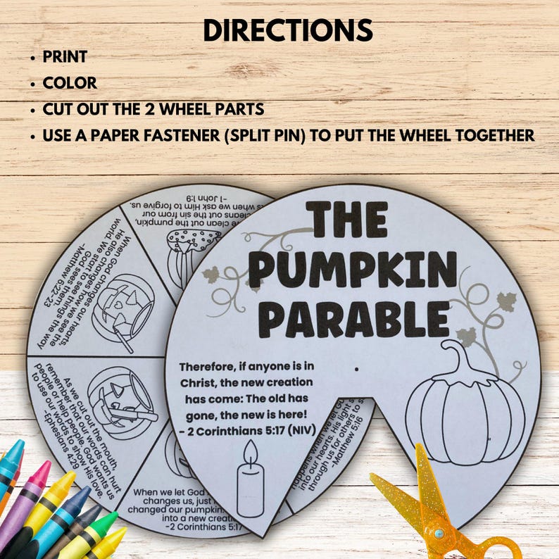 Christian Halloween Pumpkin Parable Bible Wheel Craft, Sunday School ...