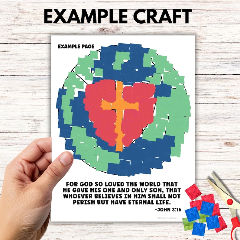 God so Loved the World Torn Paper Bible Craft, John 3:16 Sunday School ...