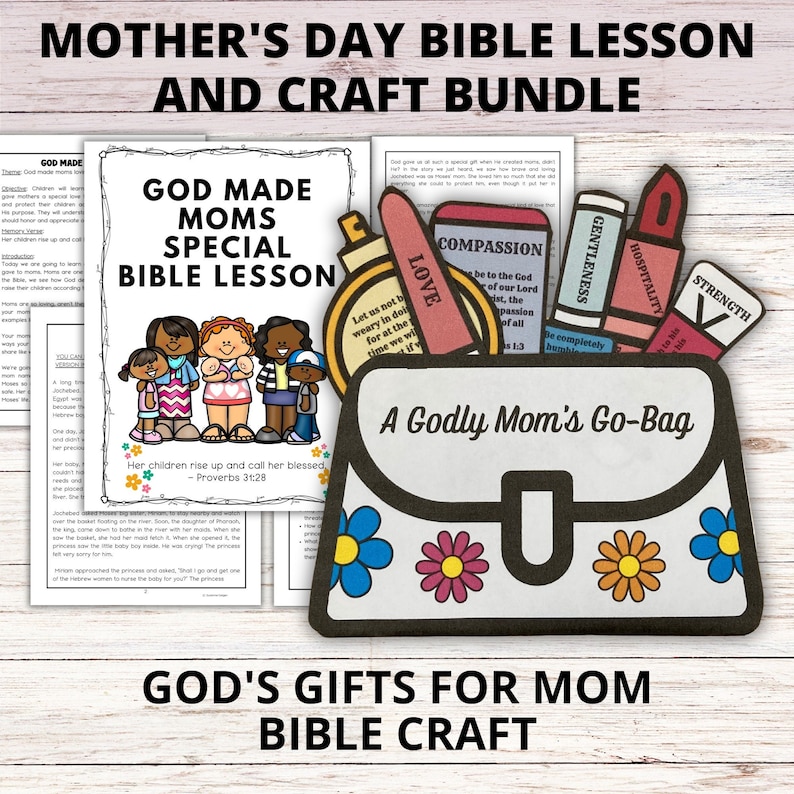 Mothers Day Bible Lesson and Craft Bundle, Sunday School Mothers Day ...