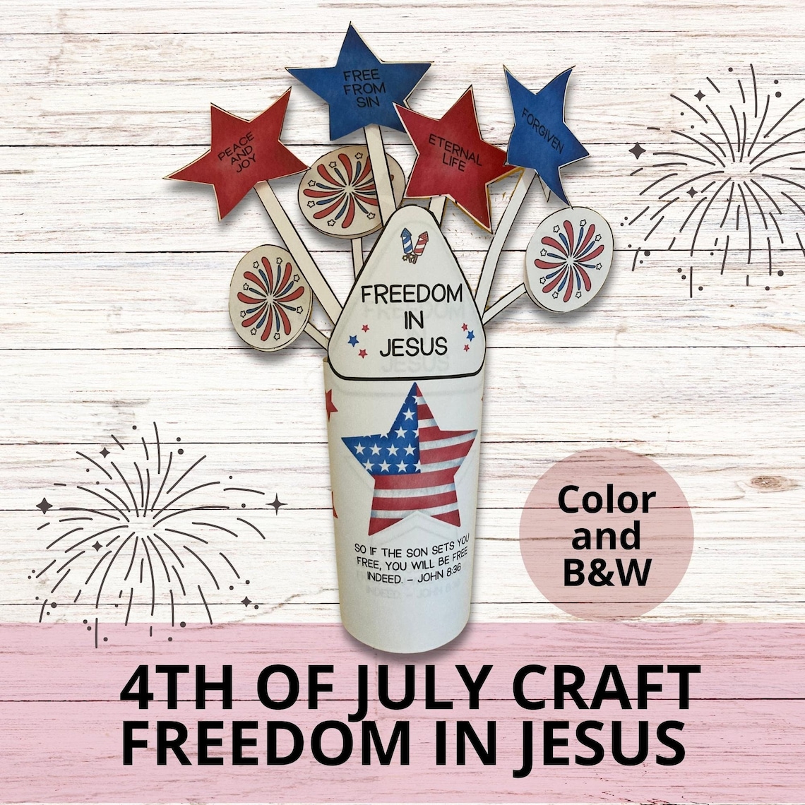 July 4th Sunday School Bible Craft Printable Independence Day - Etsy