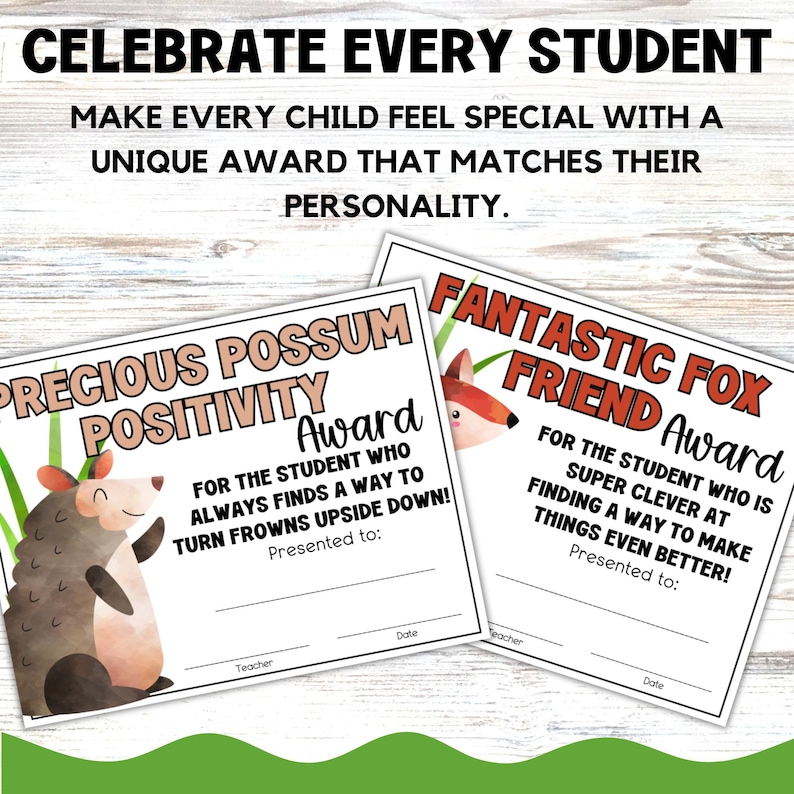End of the Year Animal Awards Printable, Preschool Class Animal ...