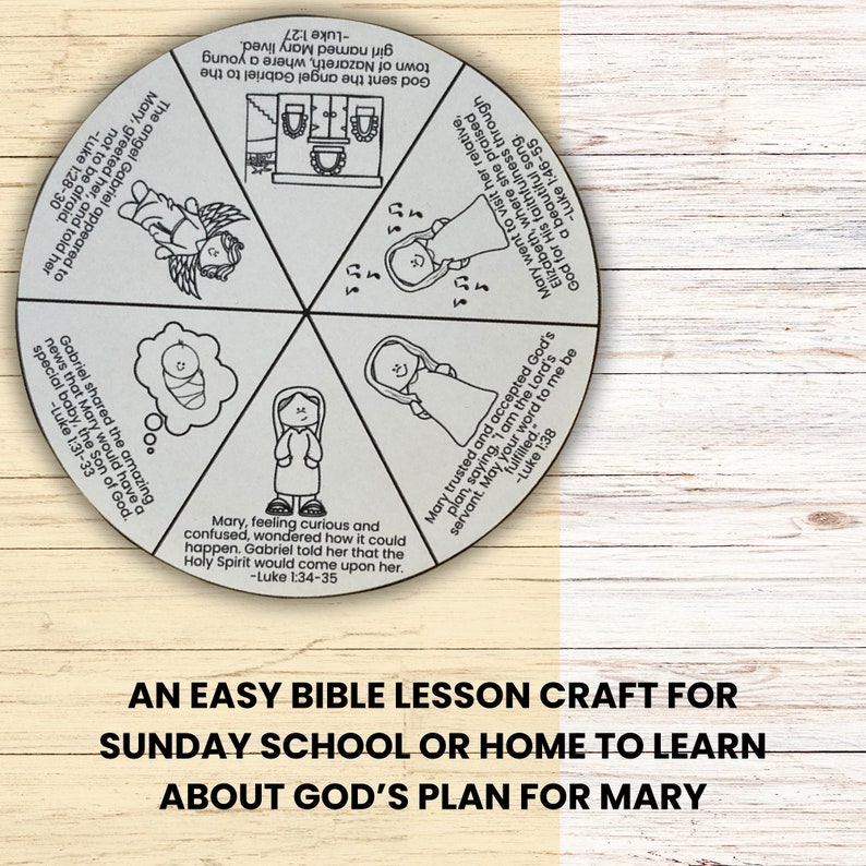 Gabriel Visits Mary Coloring Wheel Craft Printable for Kids, Christmas ...