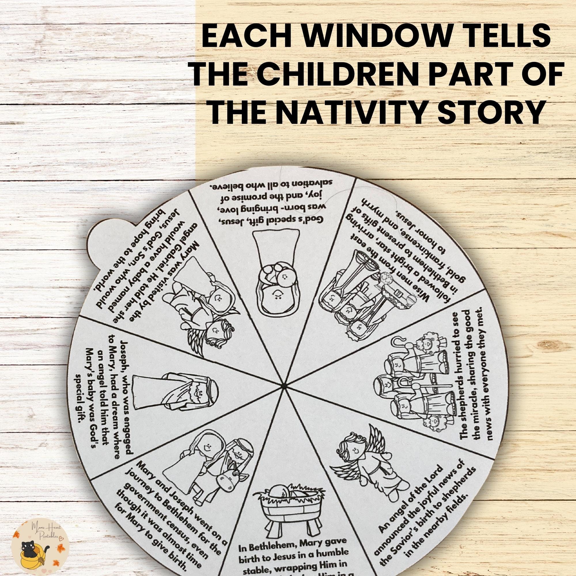 The Nativity Story Coloring Wheel Craft Printable for Kids, Christmas ...