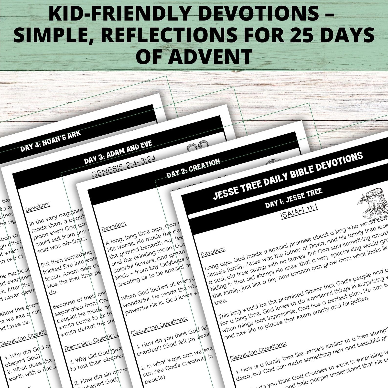 Jesse Tree Advent Calendar Devotional and Coloring Christmas Craft ...