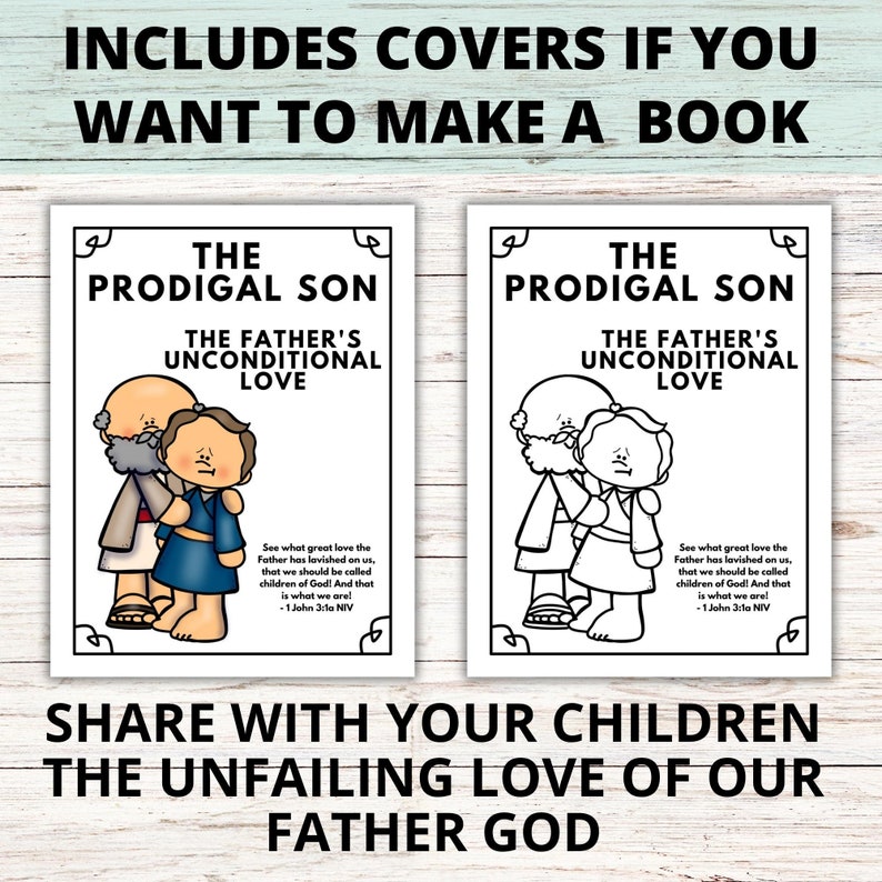 The Prodigal Son Bible Lesson Teaching Posters and Coloring, Sunday ...