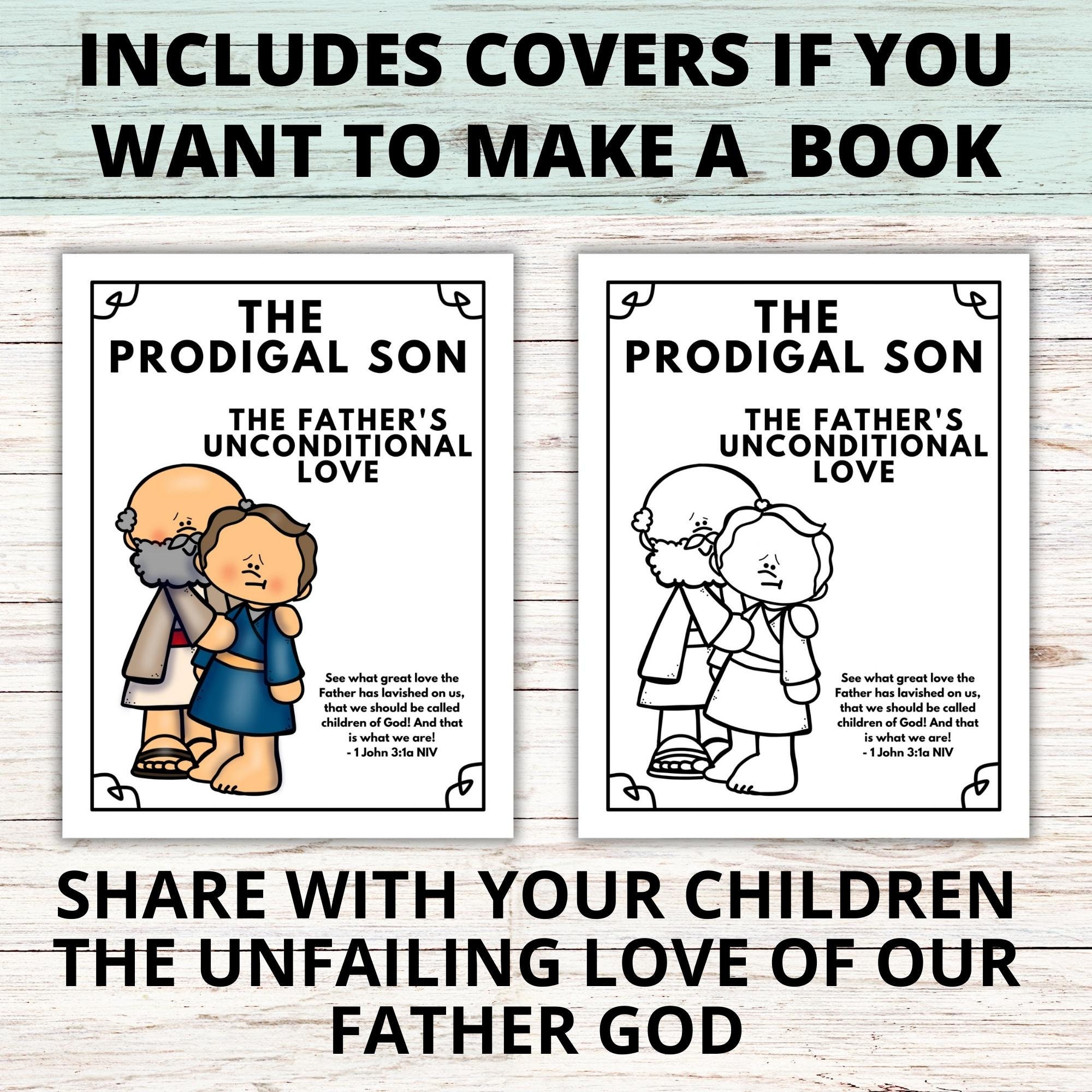 The Prodigal Son Bible Lesson Teaching Posters and Coloring, Sunday ...