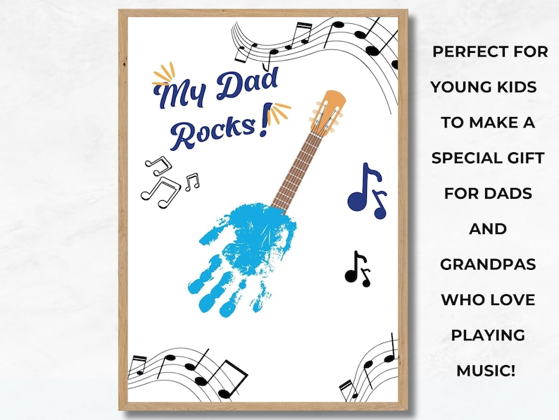 Fathers Day My Dad Rocks Handprint Art Printable, DIY Keepsake Toddler ...