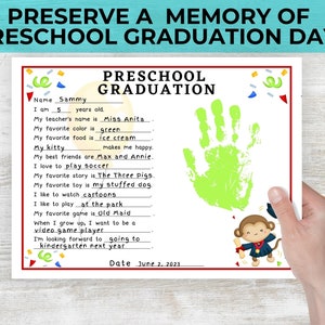 Last Day of Preschool Graduation Keepsake Handprint Art, Handprint ...