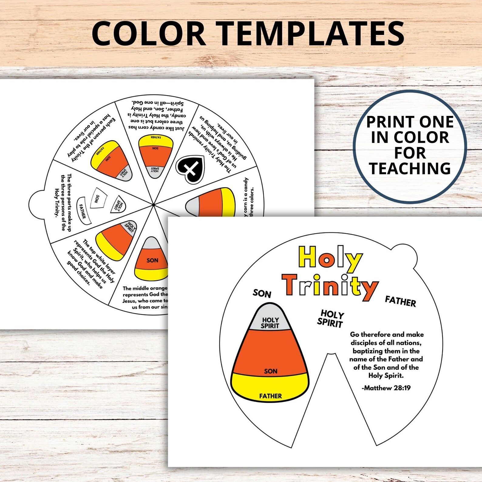 Holy Trinity Coloring Bible Wheel for Kids, Fall Children's Church ...
