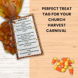 Christian Halloween Candy Corn Gospel Treat Tag Printable Poem, Candy ...