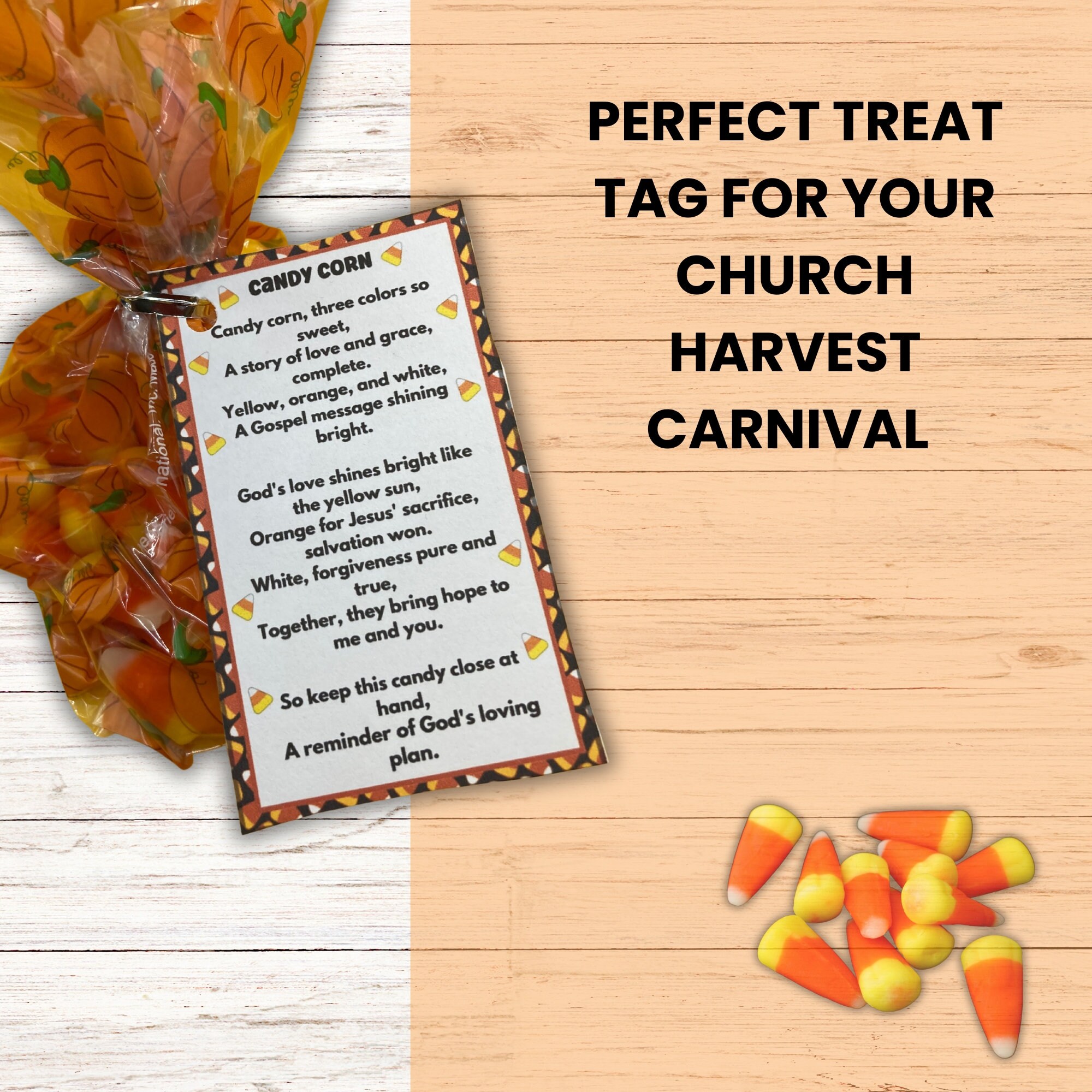 Christian Halloween Candy Corn Gospel Treat Tag Printable Poem, Candy ...