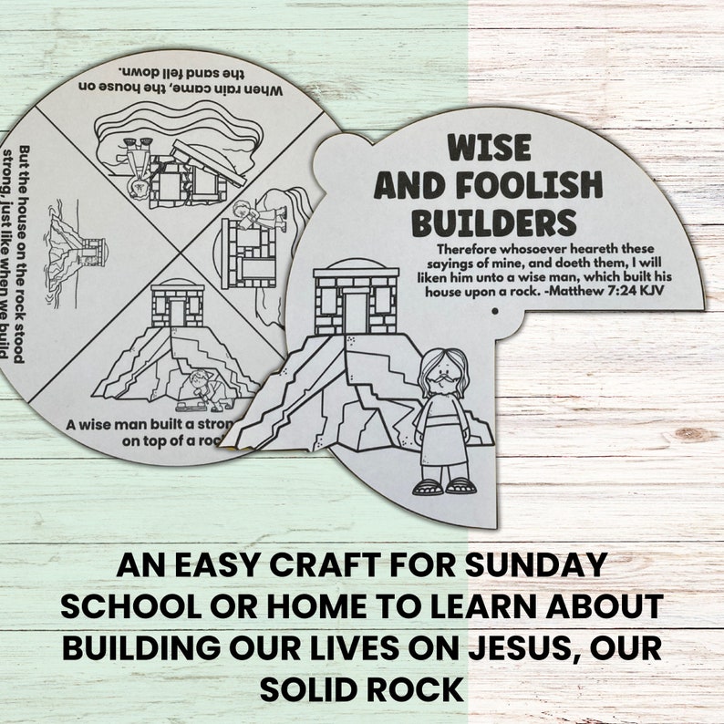 Parable of the Wise and Foolish Builders Sunday School Bible Wheel ...
