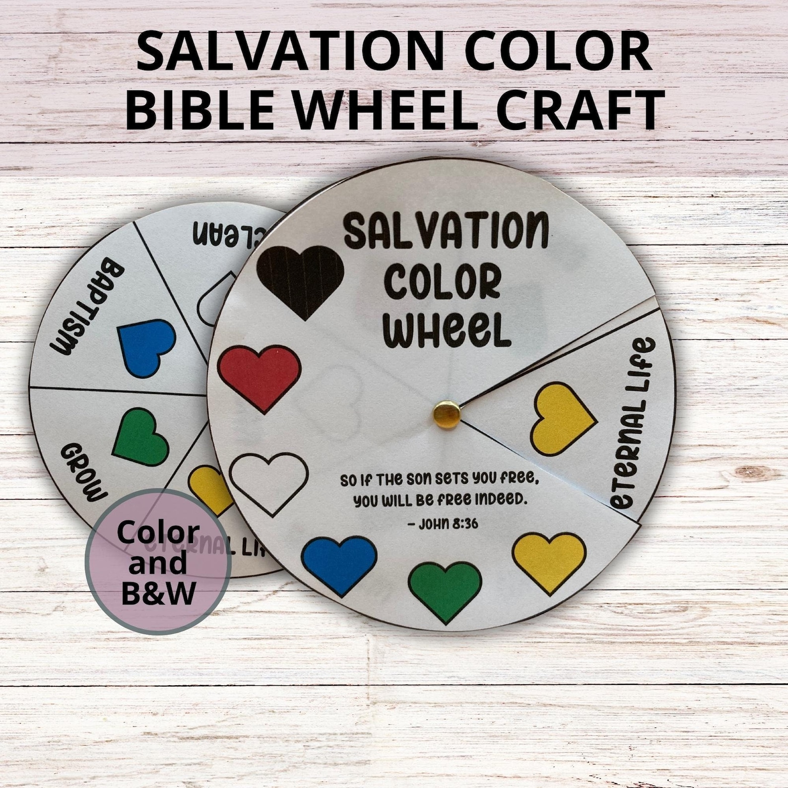 Salvation Color Gospel Bible Wheel Craft Printable, Sunday School Faith ...