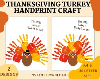 Thanksgiving Handprint DIY Art 5 Designs Fall Handprint Craft - Etsy