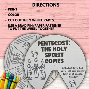 Pentecost Holy Spirit Comes Bible Wheel Craft Sunday School Lesson for ...