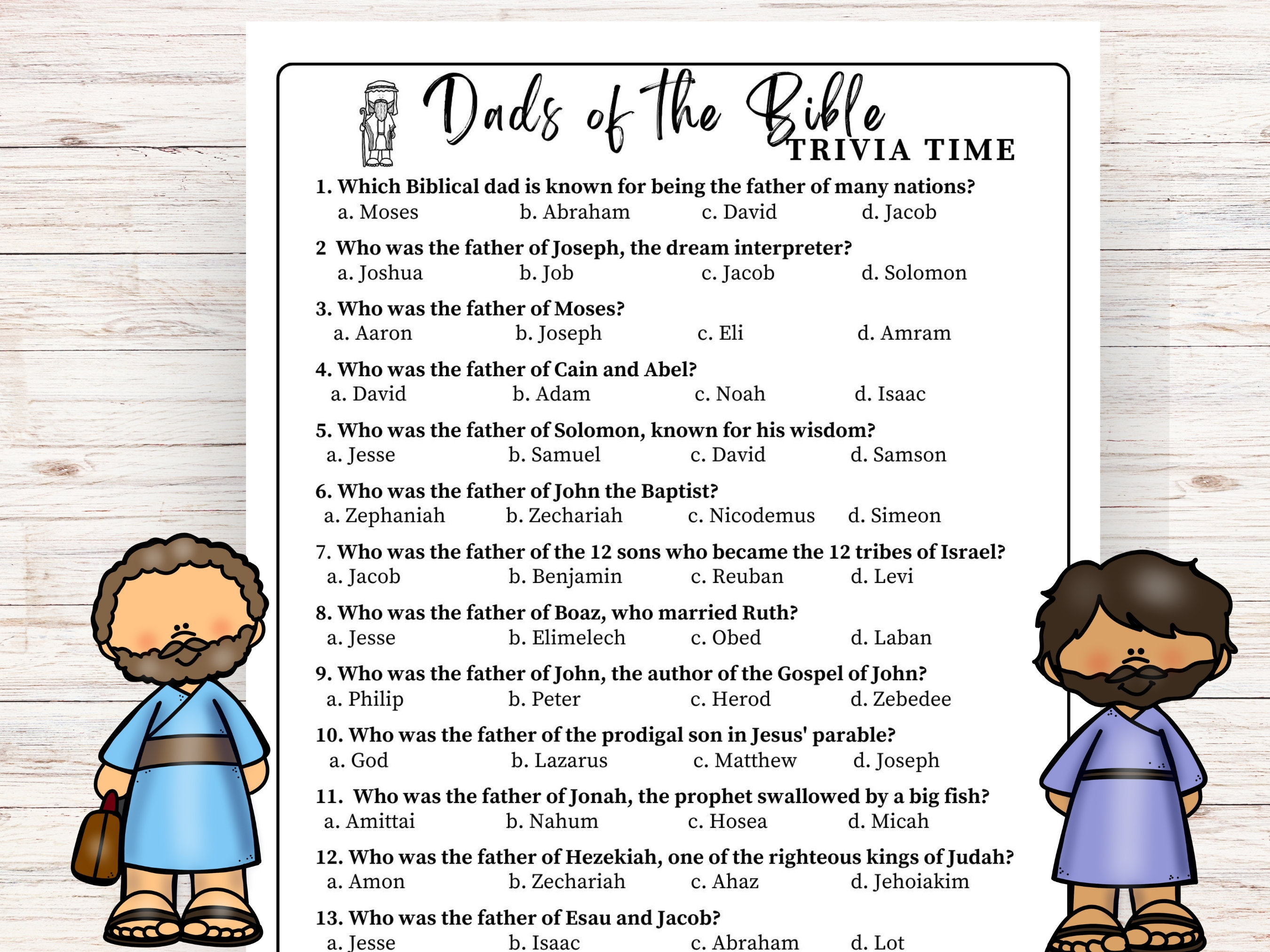 Fathers Day Fathers of the Bible Trivia for Church and Bible Study ...