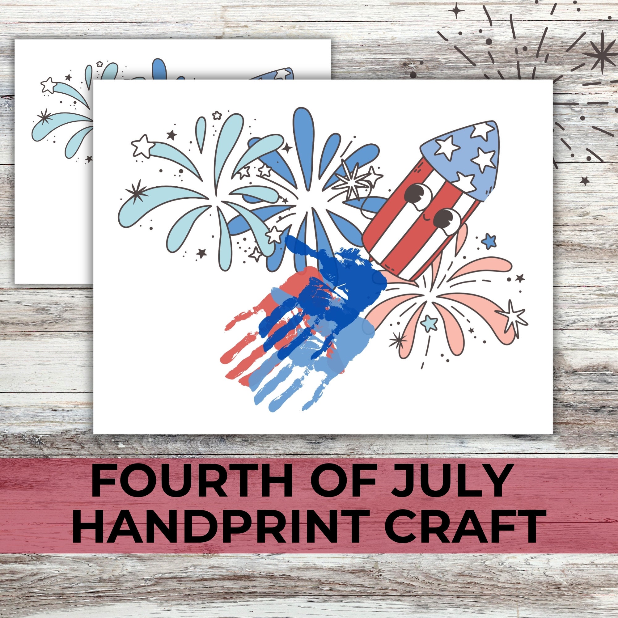 4th of July Firework Nursery Handprint Craft, DIY Toddler Daycare ...