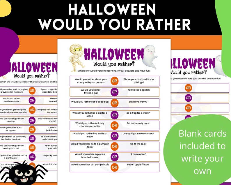 Halloween Printable Party Games for Family or Class Party, Would You ...