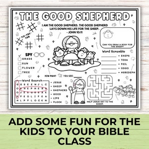 Good Shepherd Bible Activity Coloring Placemat, Sunday School Activity ...
