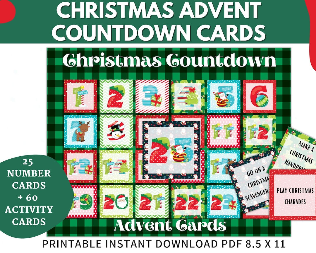 Christmas Advent Activity Cards, Printable Christmas Countdown Cards ...