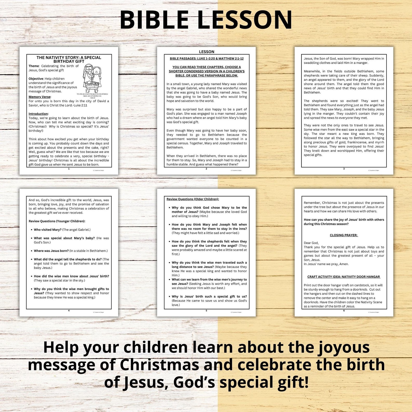 Nativity Story Bible Lesson and Coloring Christmas Craft Activity ...