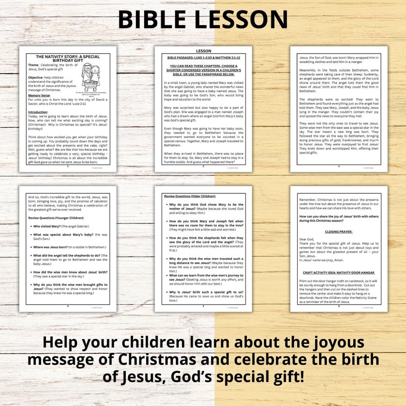Nativity Story Bible Lesson and Coloring Christmas Craft Activity ...