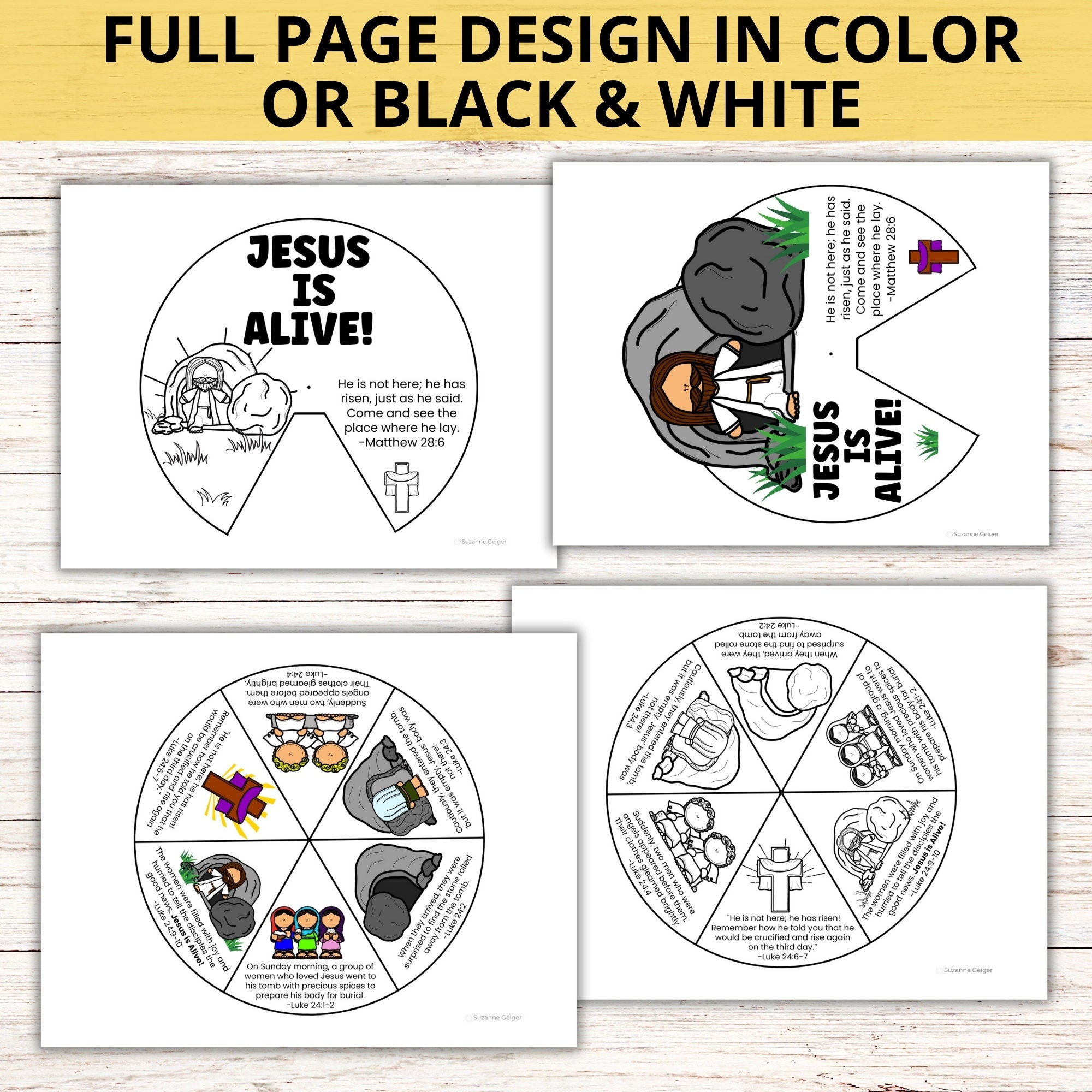 Jesus is Alive Easter Sunday Bible Story Wheel Craft, Easter Bible ...