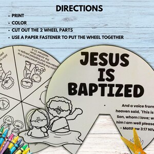 Jesus is Baptized Bible Wheel Craft, Matthew 3:1-17 Bible Coloring ...