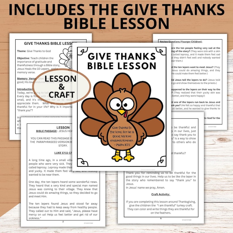 Give Thanks Thanksgiving Sunday School Lesson for Kids Bundle, Thankful ...
